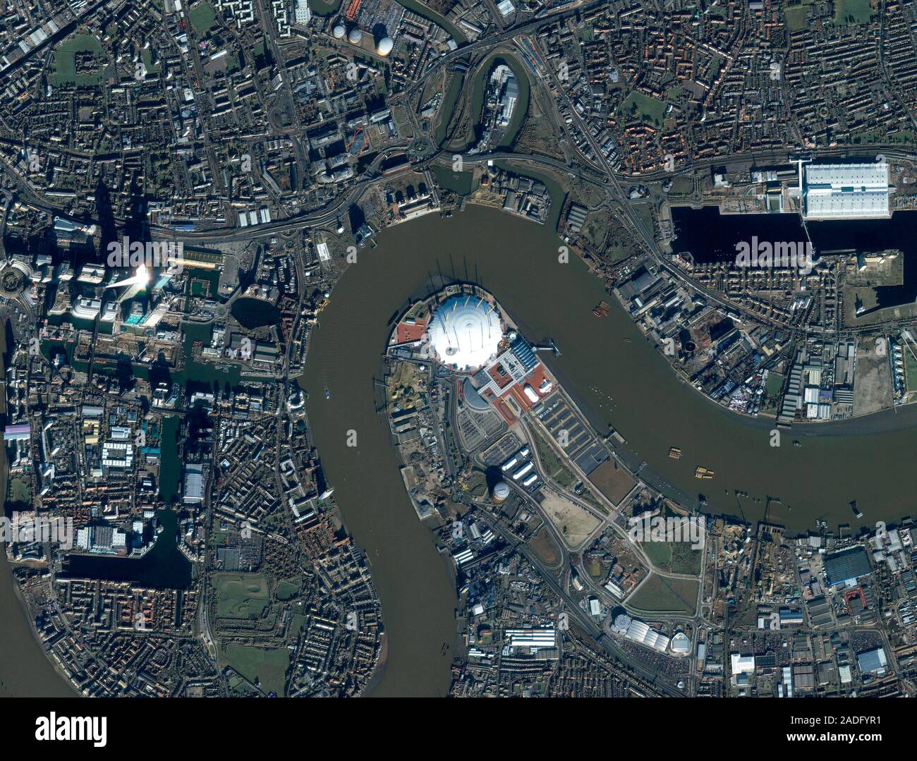 Millennium Dome. Satellite image of the Millennium Dome (white, at ...