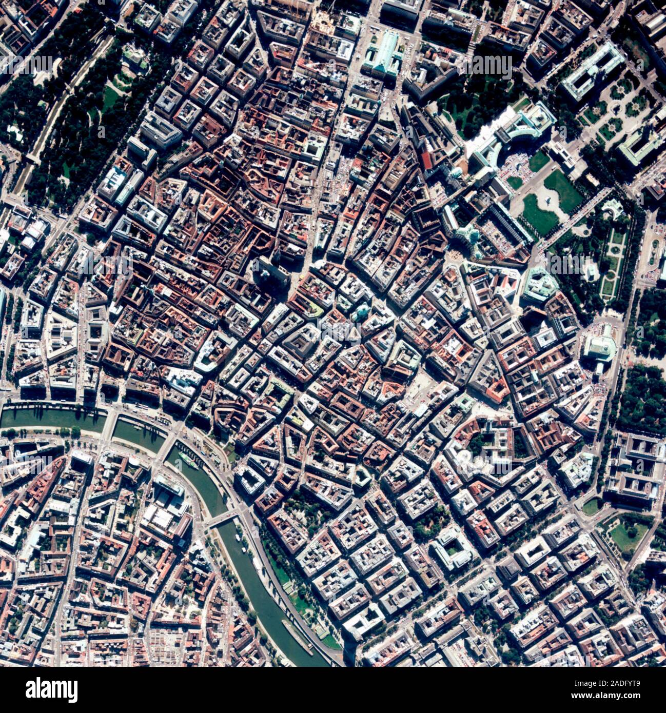 Vienna. Satellite image of the city centre of Vienna, Austria. Image ...