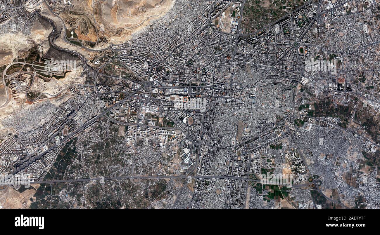 Damascus, Ikonos satellite image. At 4500 years old, Damascus is the ...