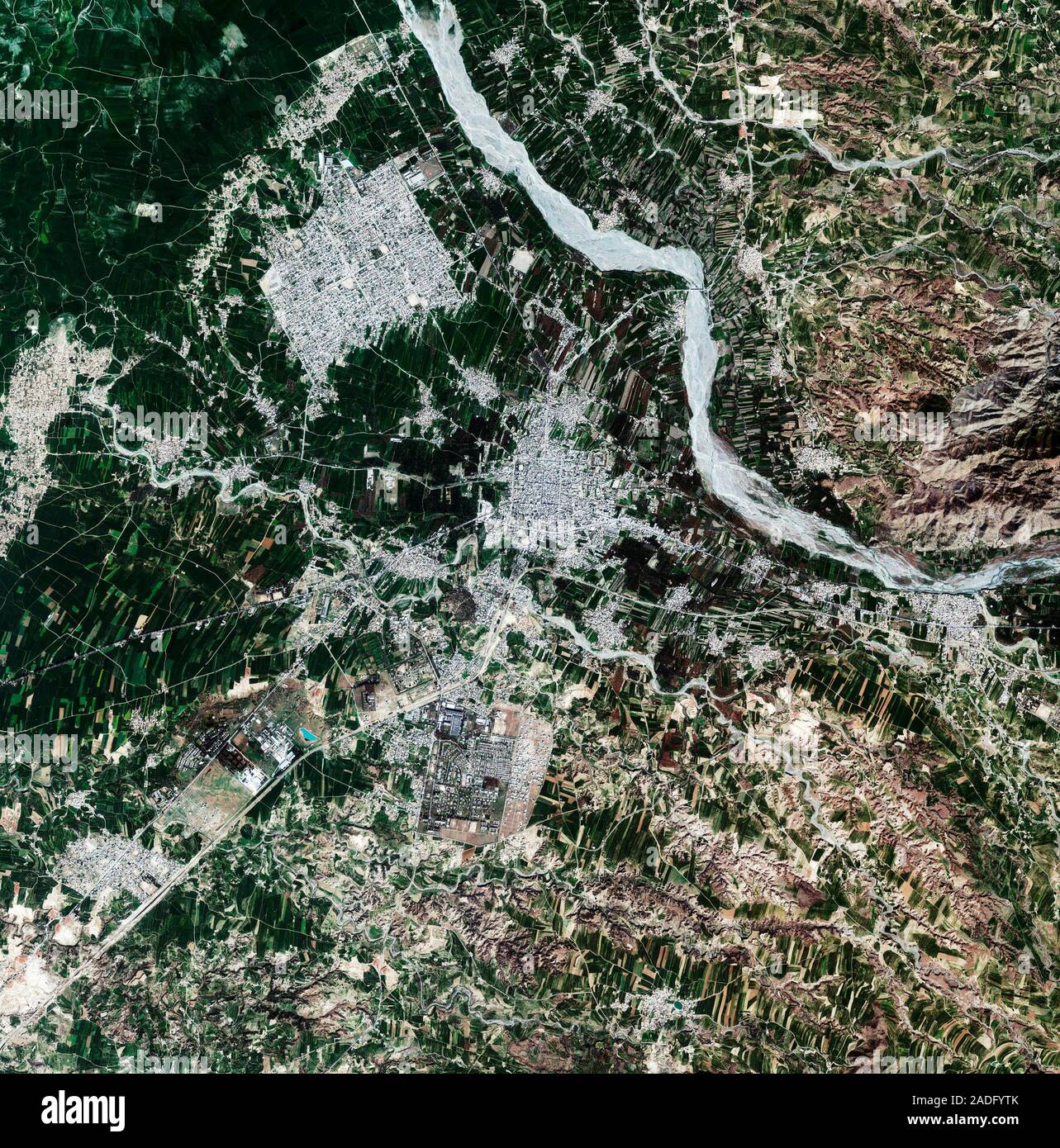 Lahore, Pakistan, satellite image. North is at top. Lahore is the ...