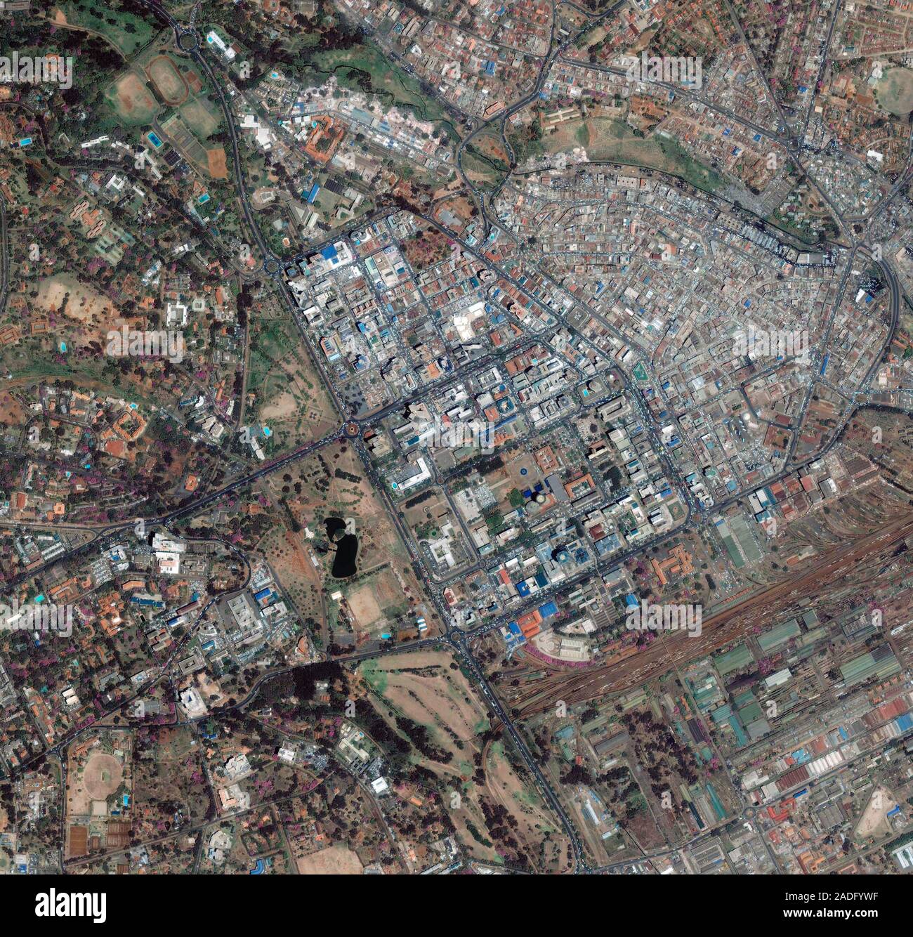 Nairobi, Kenya, satellite image. Nairobi, located in Kenya's south ...