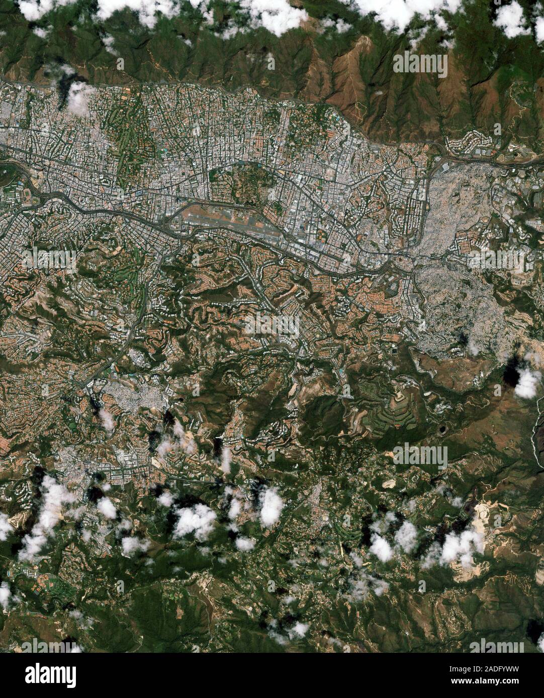 Caracas, Venezuela, Ikonos satellite image. North is at top. Caracas is ...