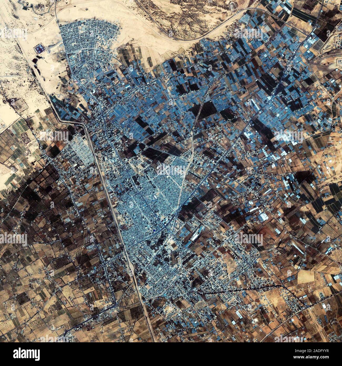 Rafah, Gaza Strip, satellite image. Rafah, which lies on the Egyptian ...