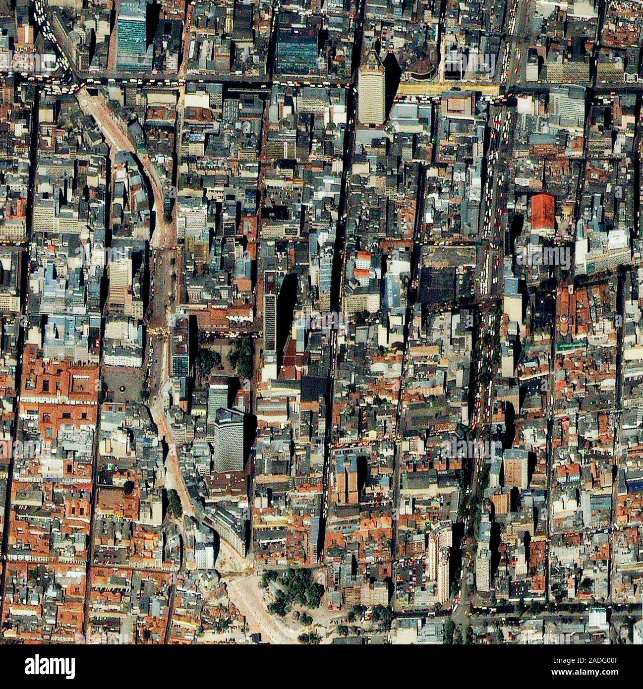 Bogota. Satellite image of the city centre of Bogota, Colombia. Image ...