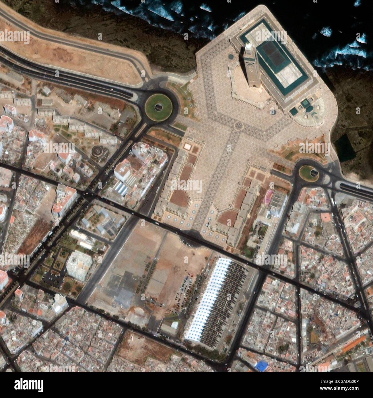 Hassan II Mosque, Casablanca. Satellite image of the area around the ...