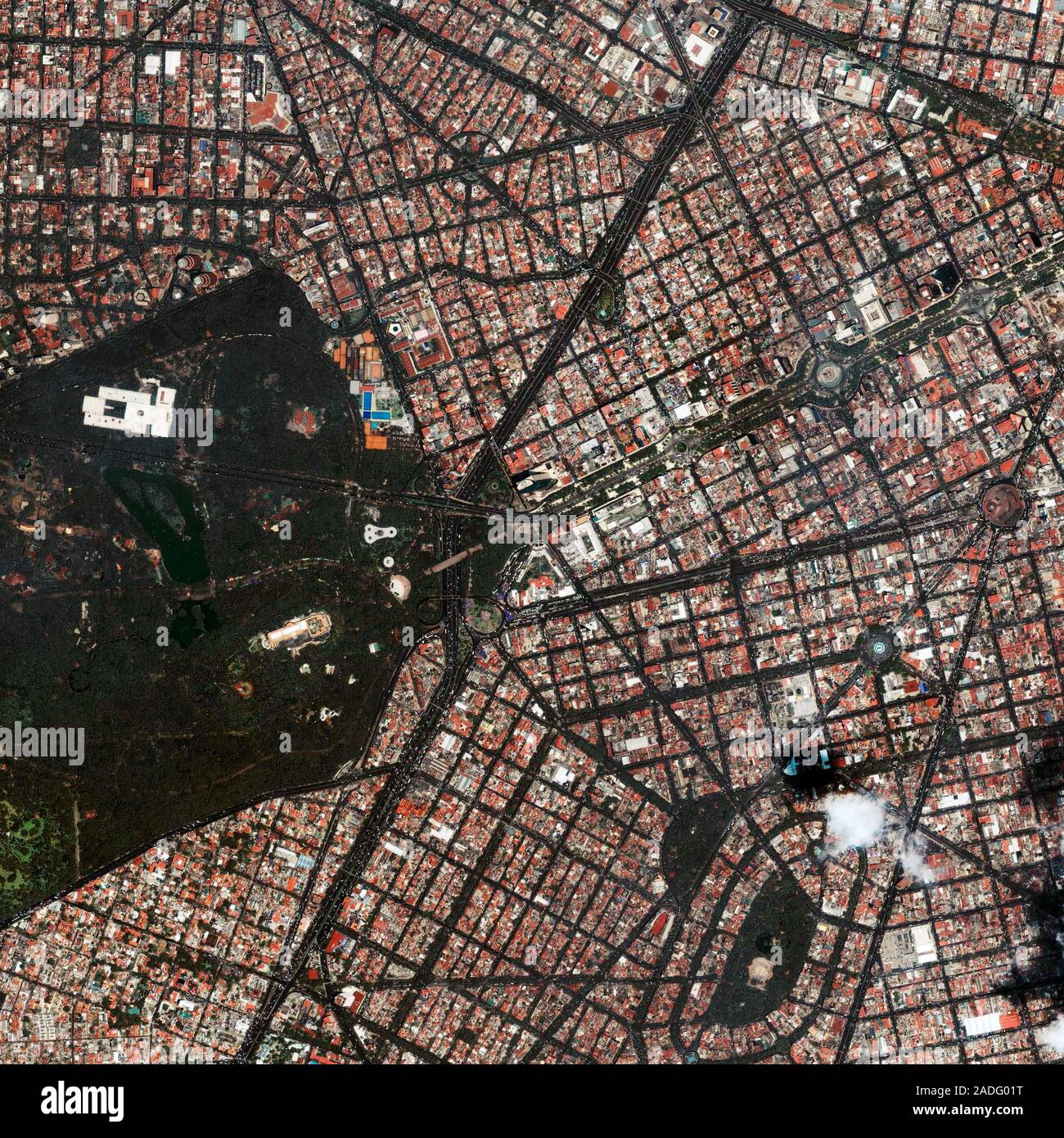 Mexico City, Mexico, satellite image. Mexico City, located in southern central Mexico, is the ...