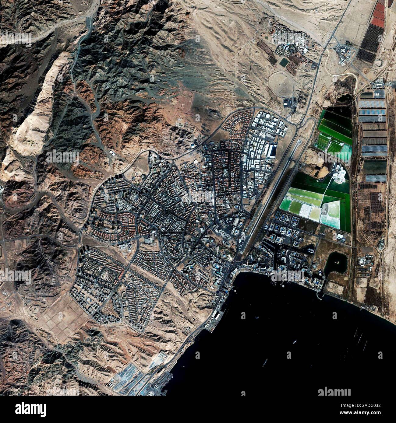 Elat, Israel. Satellite image of Elat, the southernmost city in the Sourthen District of Israel ...