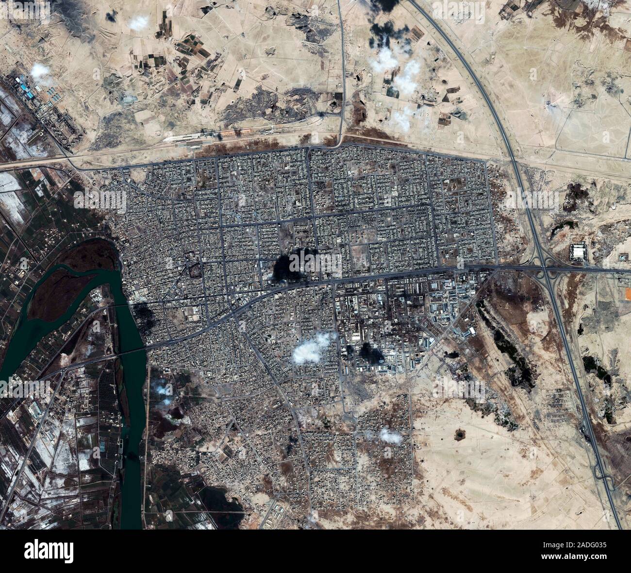 Fallujah, Iraq. Satellite image of Fallujah, the capital of the al ...