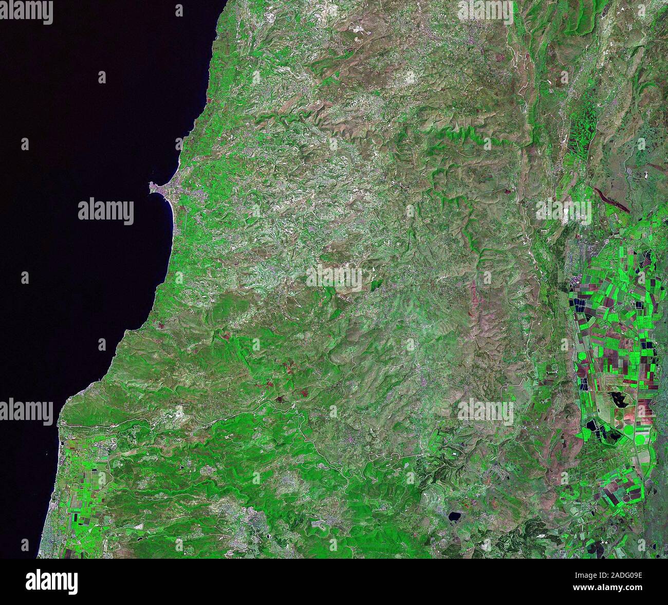 Tyre, Lebanon, combined infrared and visible light satellite image ...