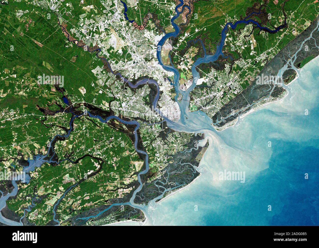 Charleston, South Carolina, USA, satellite image. North is at top ...