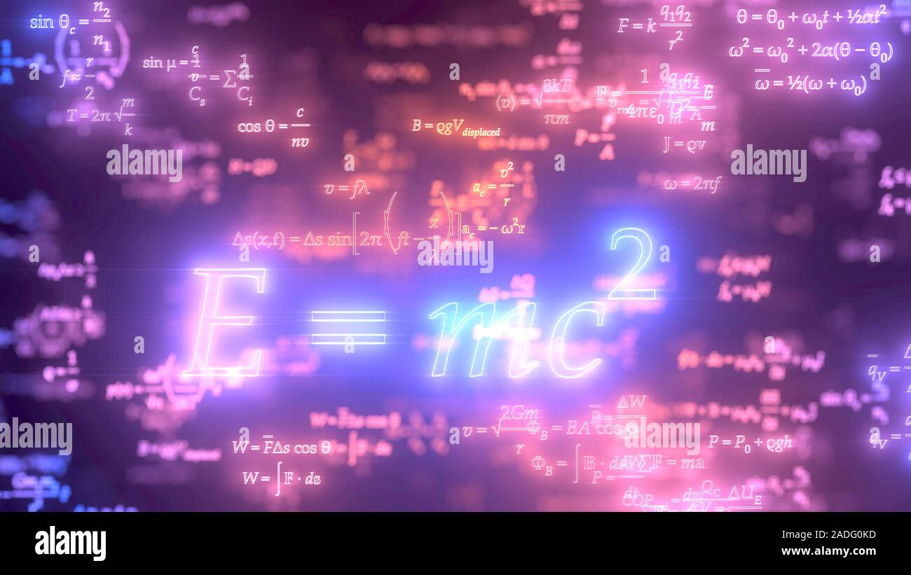 different formulas glowing in dark. suitable for mathematic, physics ...
