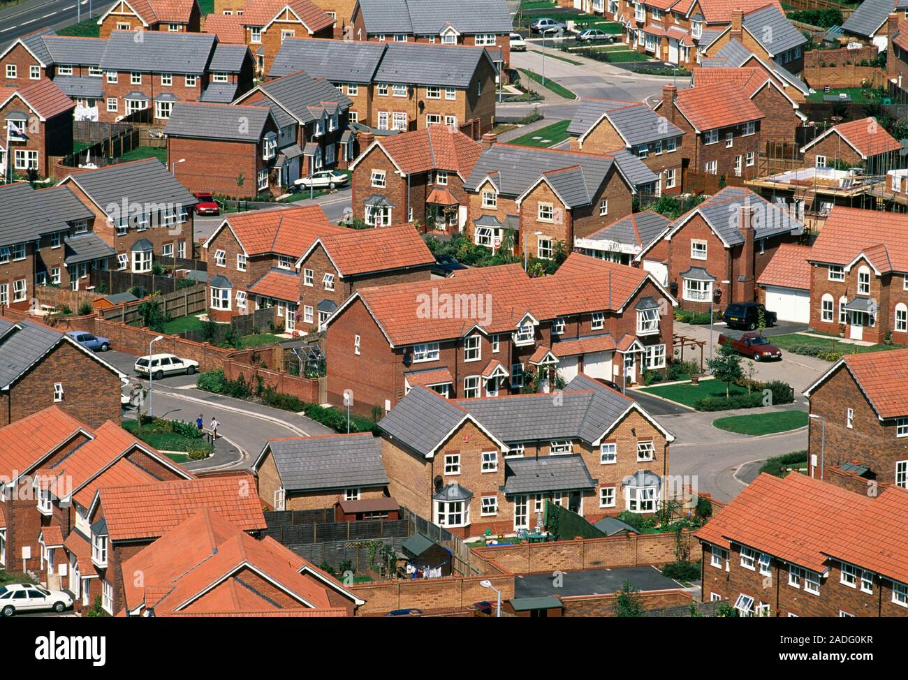Housing estate. Aerial view of a modern housing estate in England Stock ...