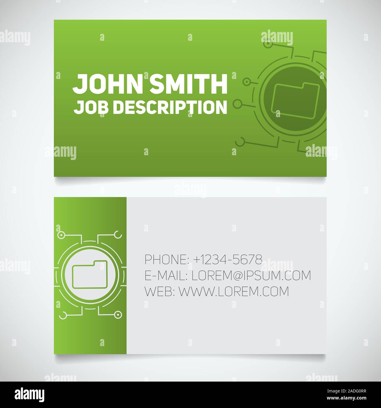 Business card print template with folder logo. Manager. System admin ...