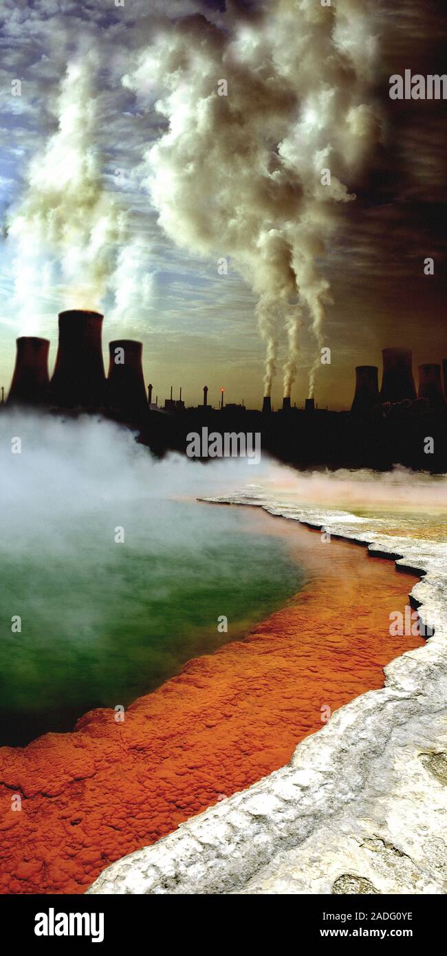 Pollution. Conceptual image representing different forms of pollution ...
