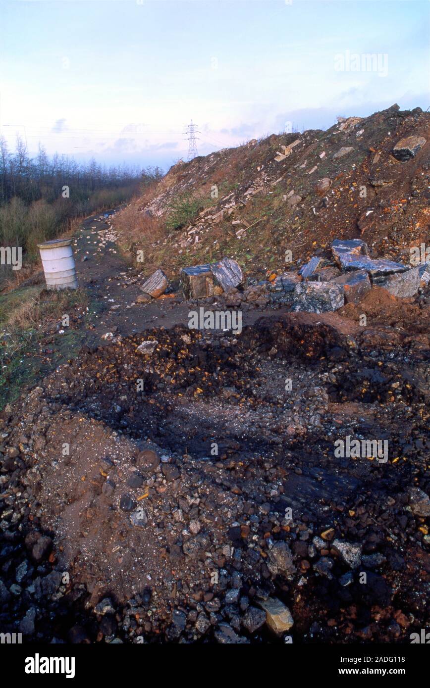 Industrial waste (known as slag) from an iron works. Photographed in ...