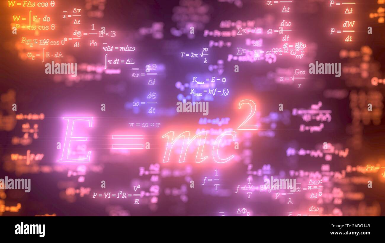 different formulas glowing in dark. suitable for mathematic, physics ...