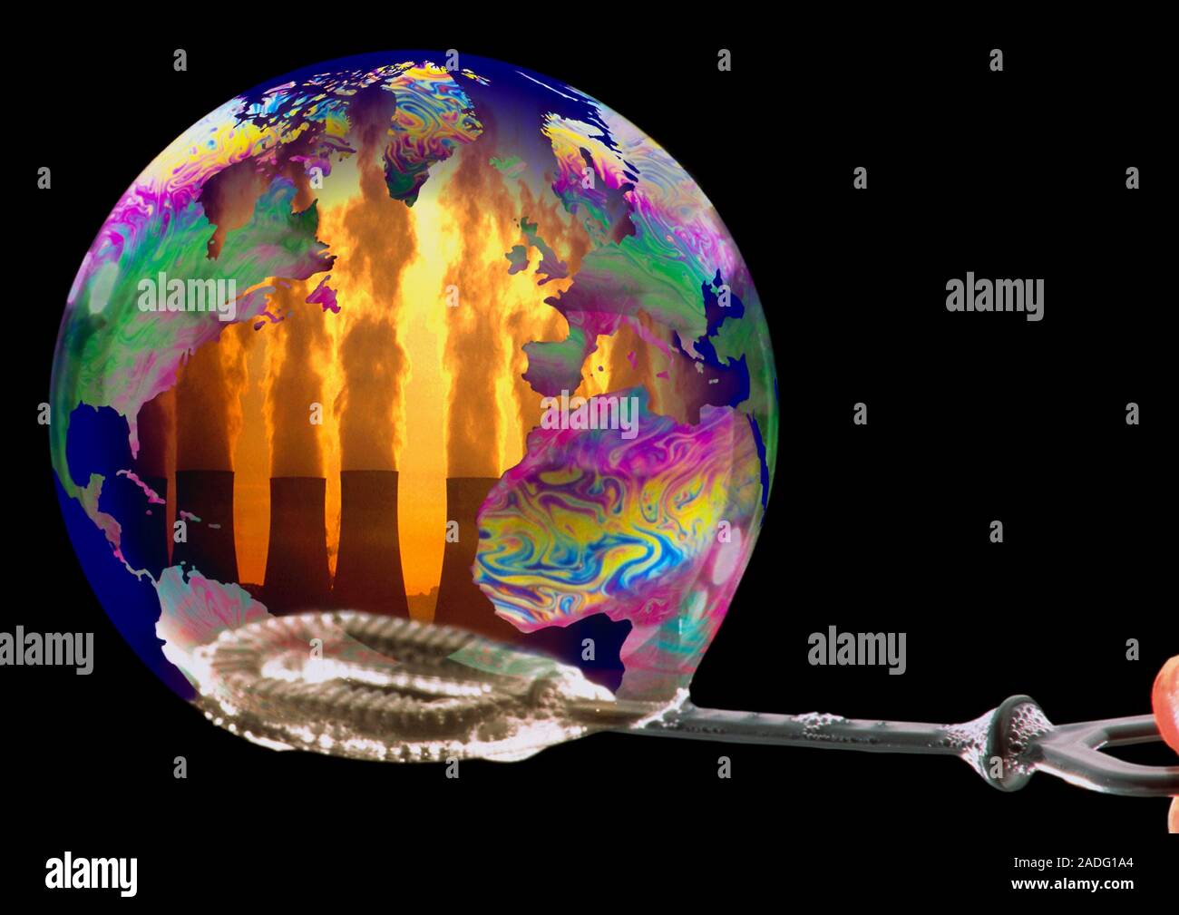 Air pollution. Abstract depiction of air pollution superimposed on a ...