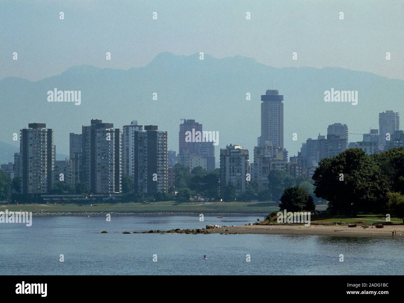 Air pollution over Vancouver. View of the city of Vancouver, Canada ...