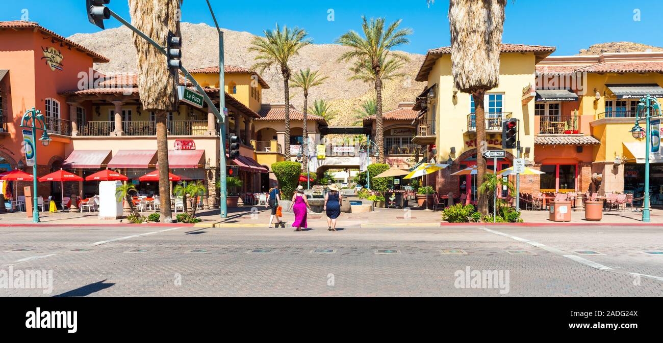PALM SPRINGS, USA - JULY 11, 2019: View of the city street in the ...