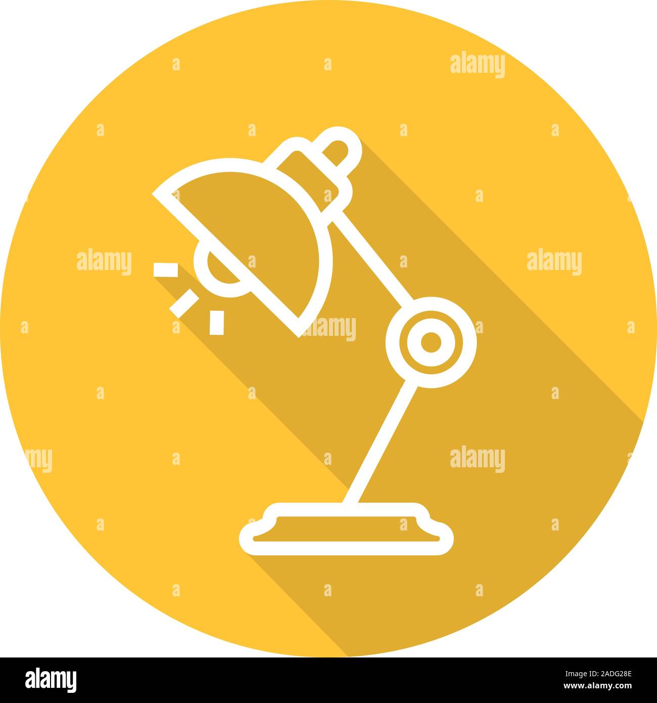 Desk lamp flat linear long shadow icon. Vector line symbol Stock Vector ...