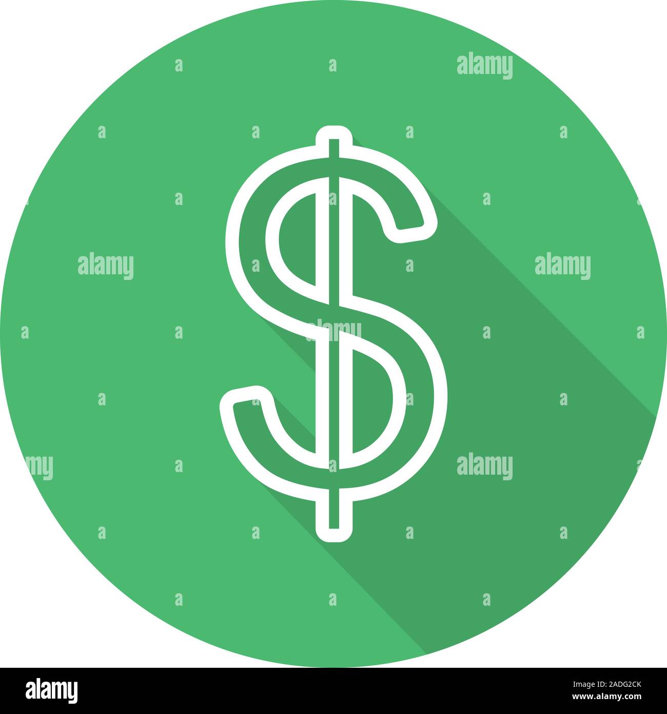 Dollar flat linear long shadow icon. US dollar currency sign. Vector ...