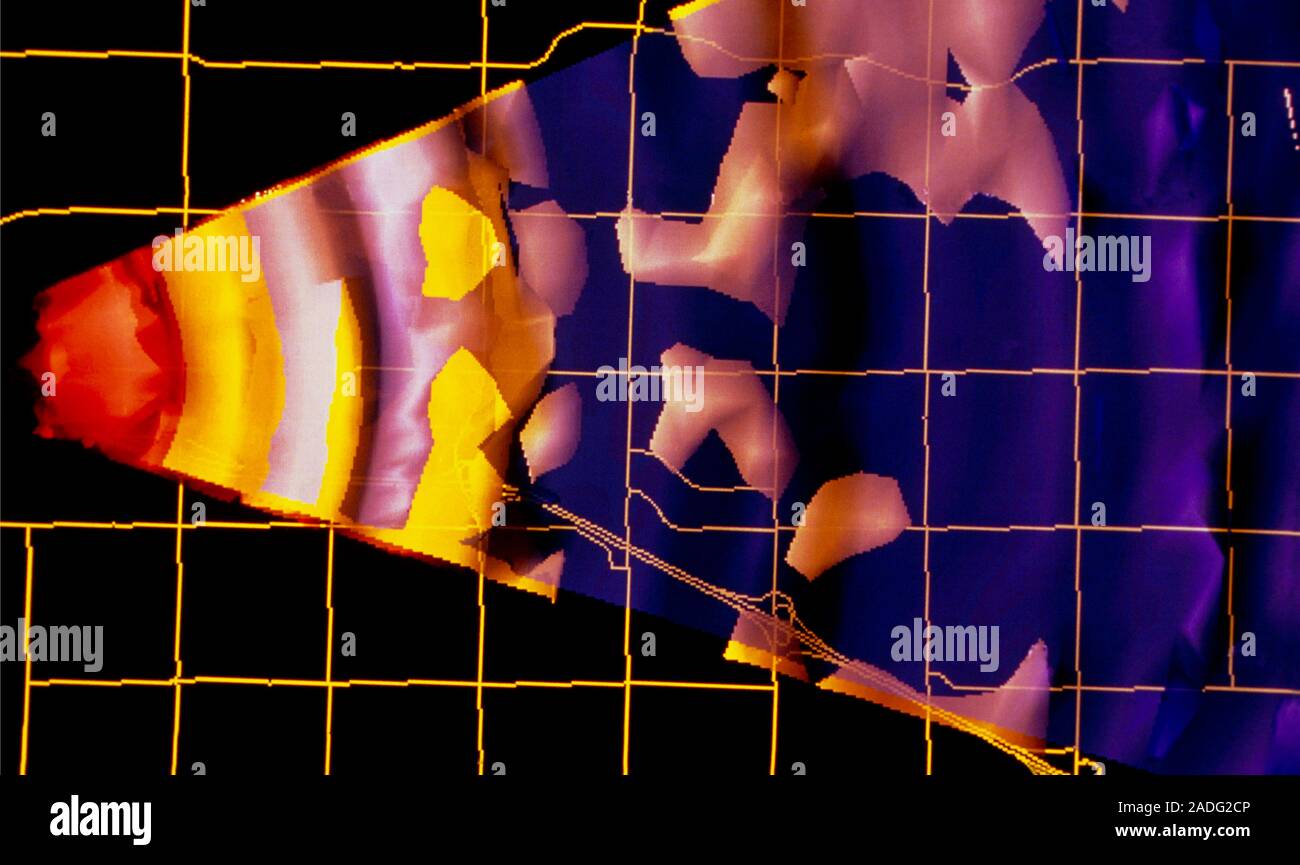 Lidar map of air pollution. Map showing the density of airborne ...