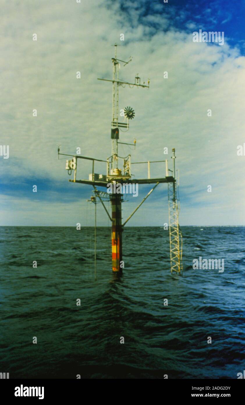 Air/sea pollution monitoring buoy carrying meteorological ...