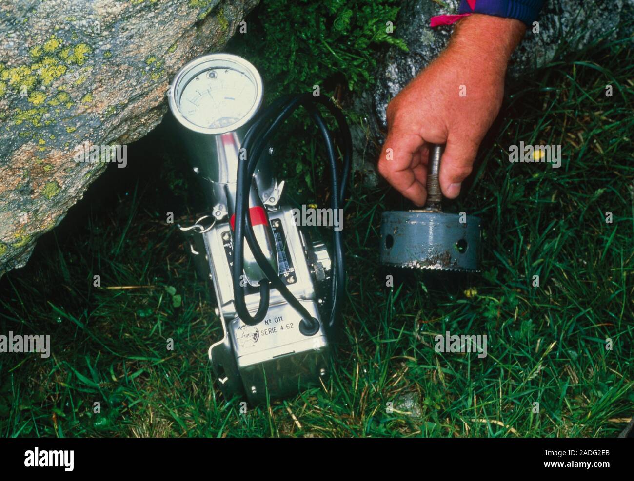 Geiger counter. Geiger counter used to measure the radioactivity levels ...