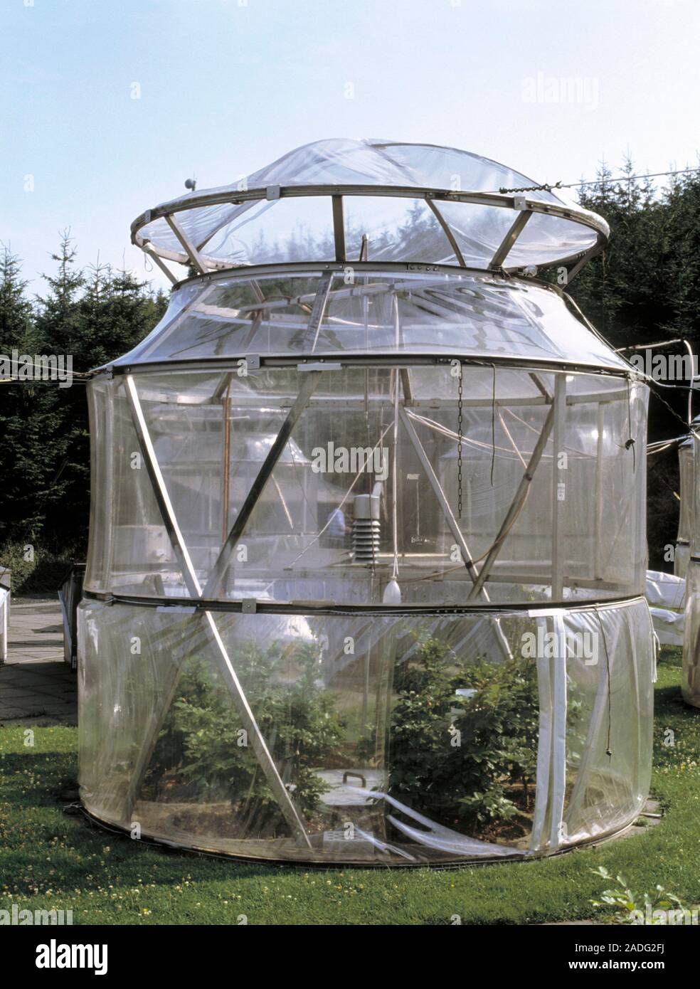 Pollution research dome. Field laboratory measuring the damage to ...