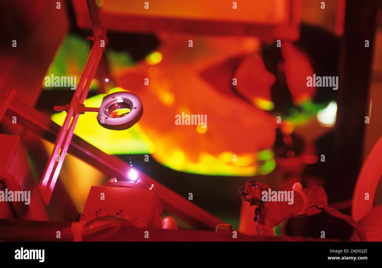 Car pollution research. Optical equipment being used to monitor ...