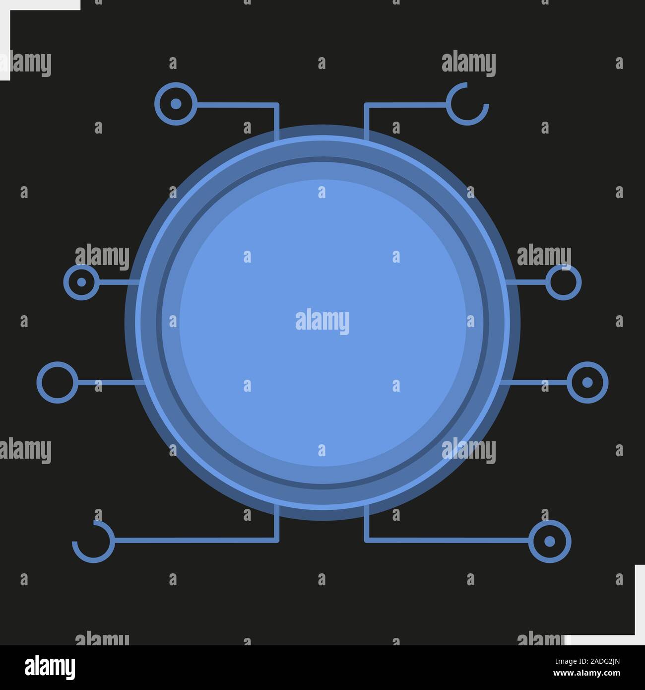 Digital microchip frame. Blue color futuristic chip set icon. Sci-fi ...