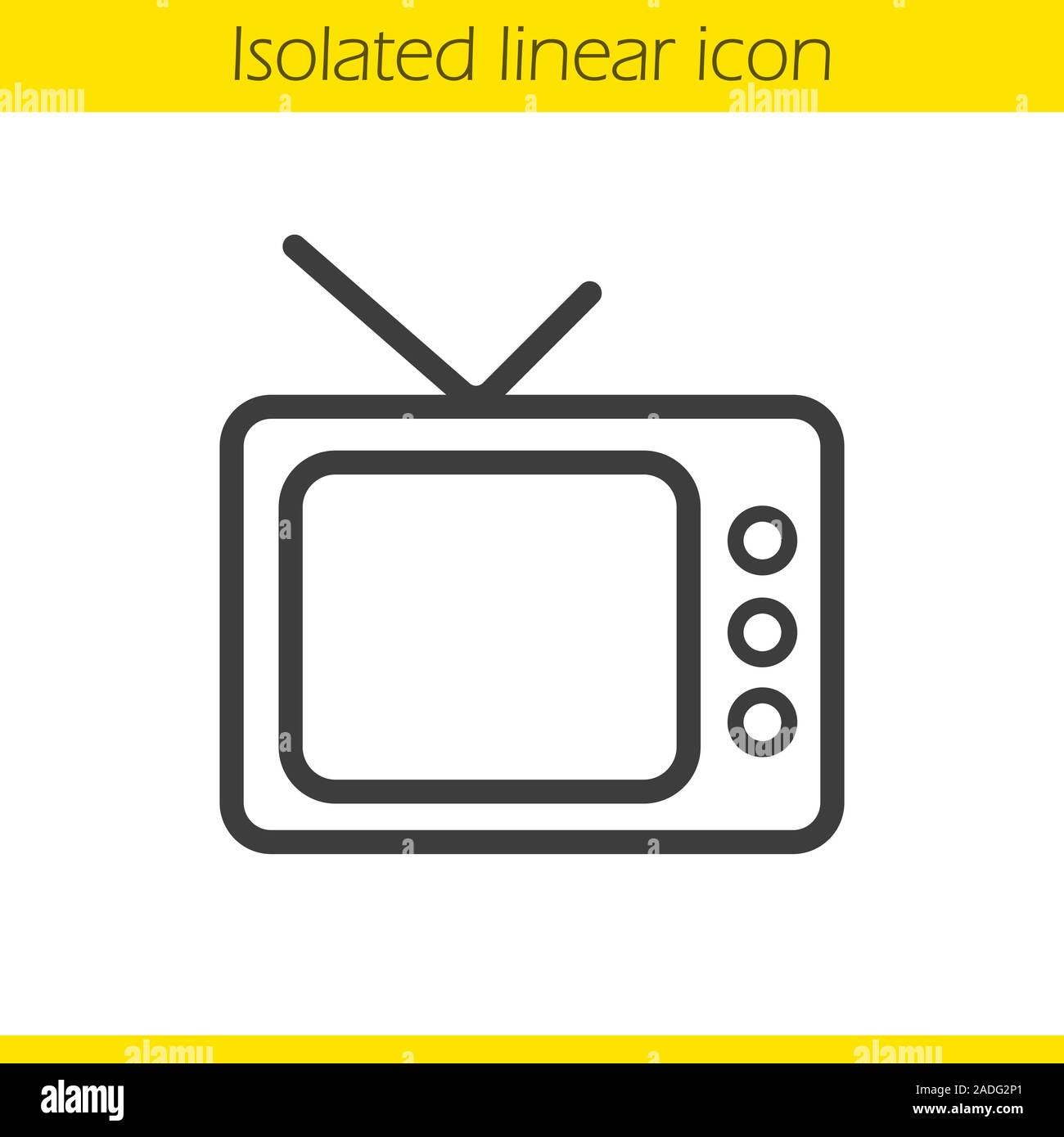 Retro TV set linear icon. Thin line illustration. Television contour ...