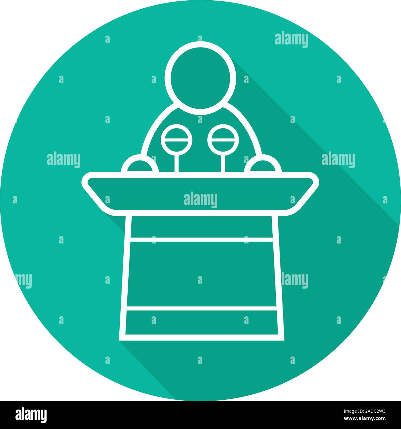 Politician flat linear long shadow icon. Orator speech. Speaker podium ...