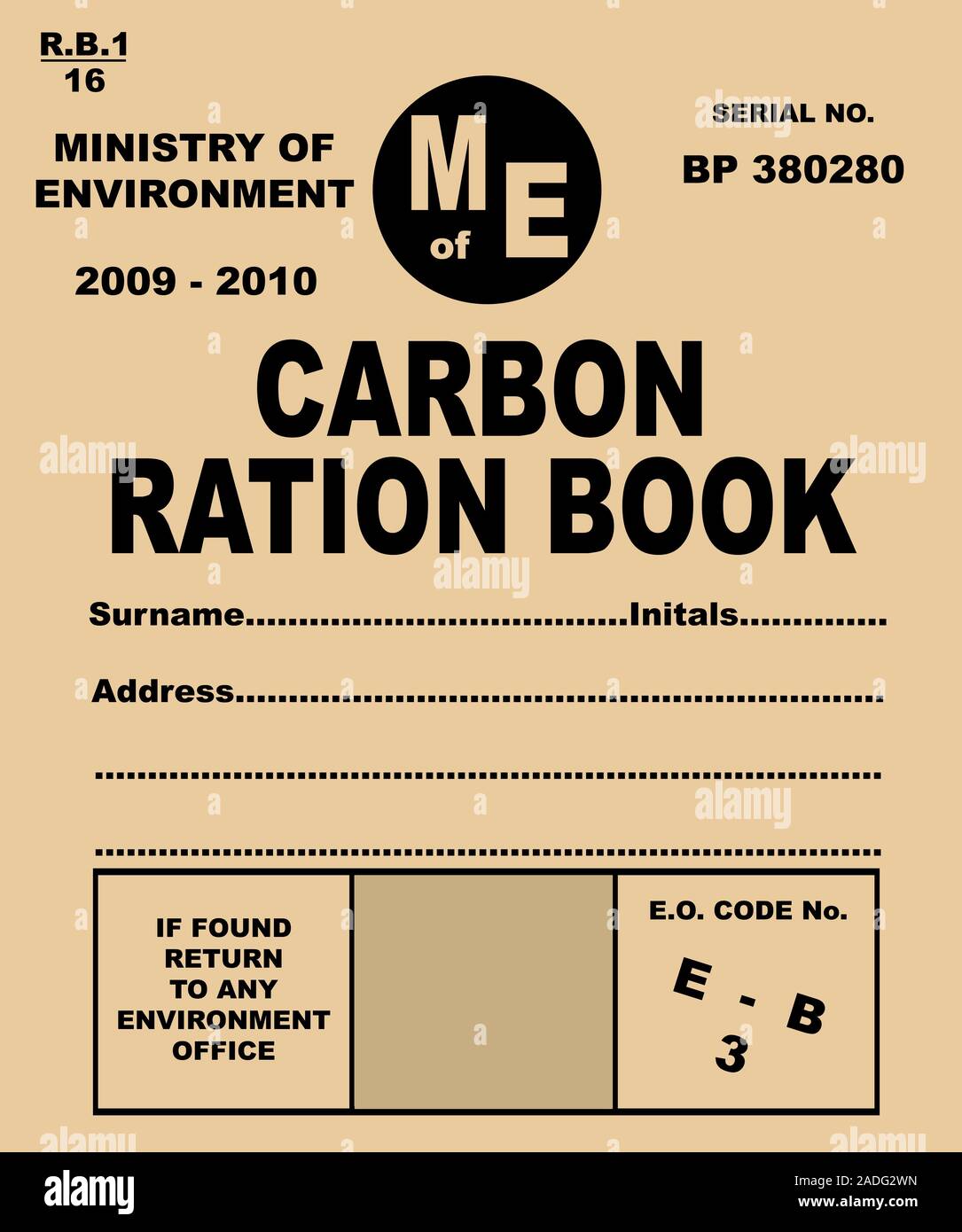 Carbon rationing. Conceptual artwork of a personal carbon ration book ...