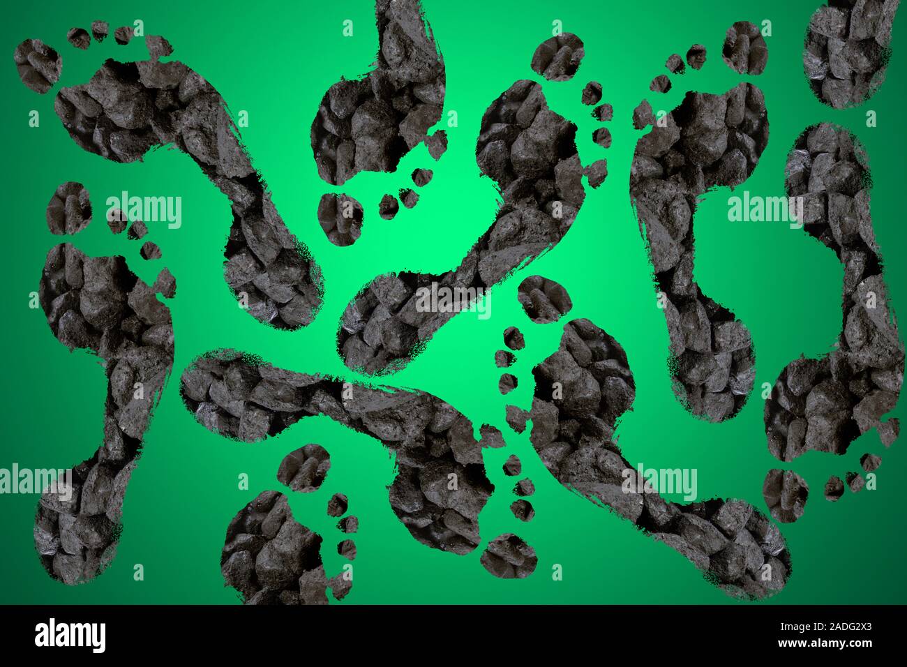 Carbon footprints, conceptual image. A carbon footprint is a measure of ...