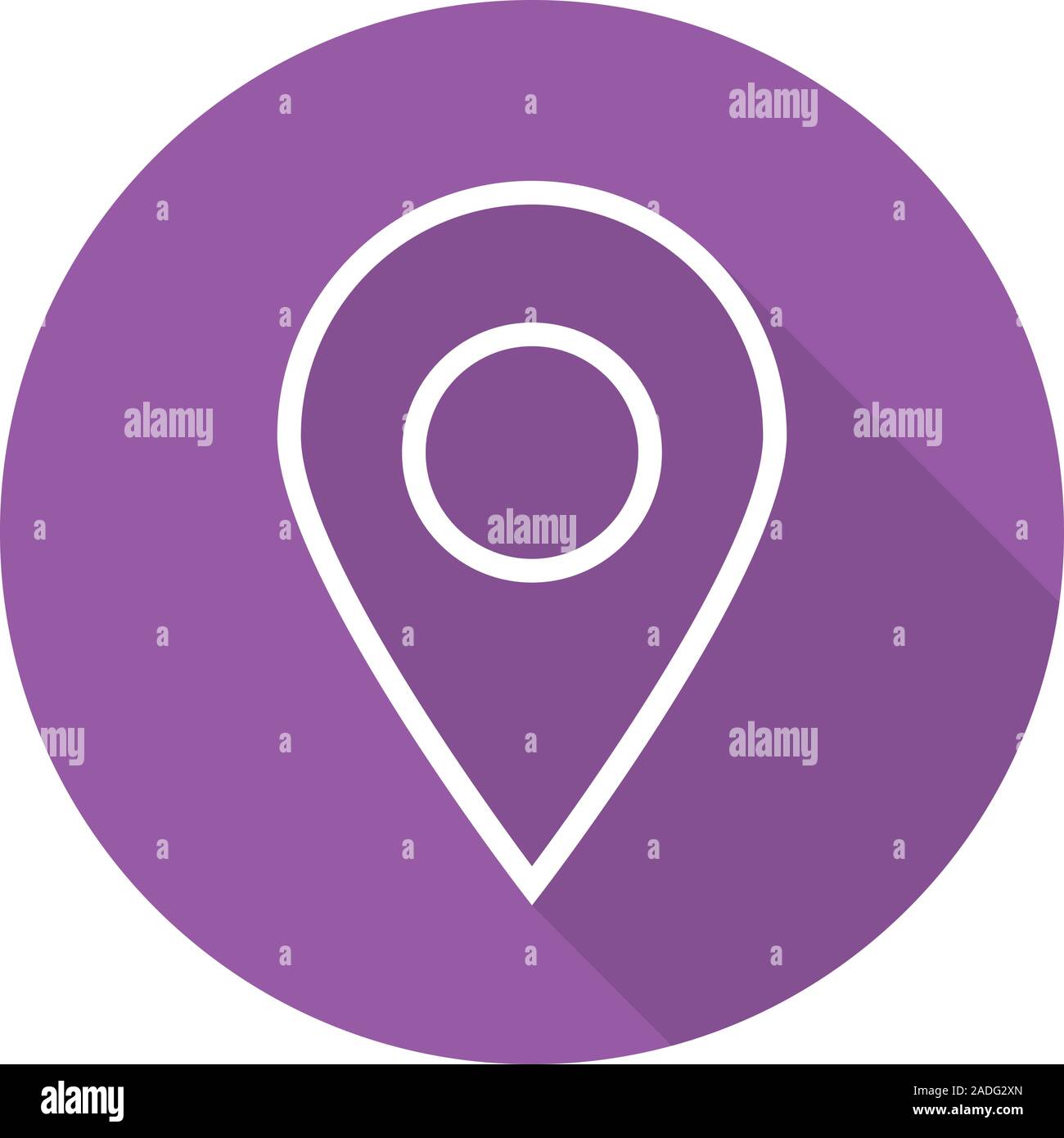 Pinpoint flat linear long shadow icon. Geo location mark. Vector line ...
