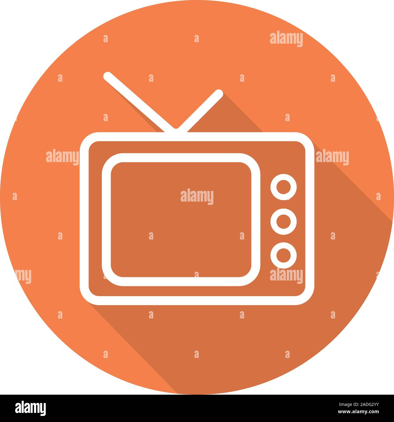 Retro TV set flat linear long shadow icon. Television. Vector line ...