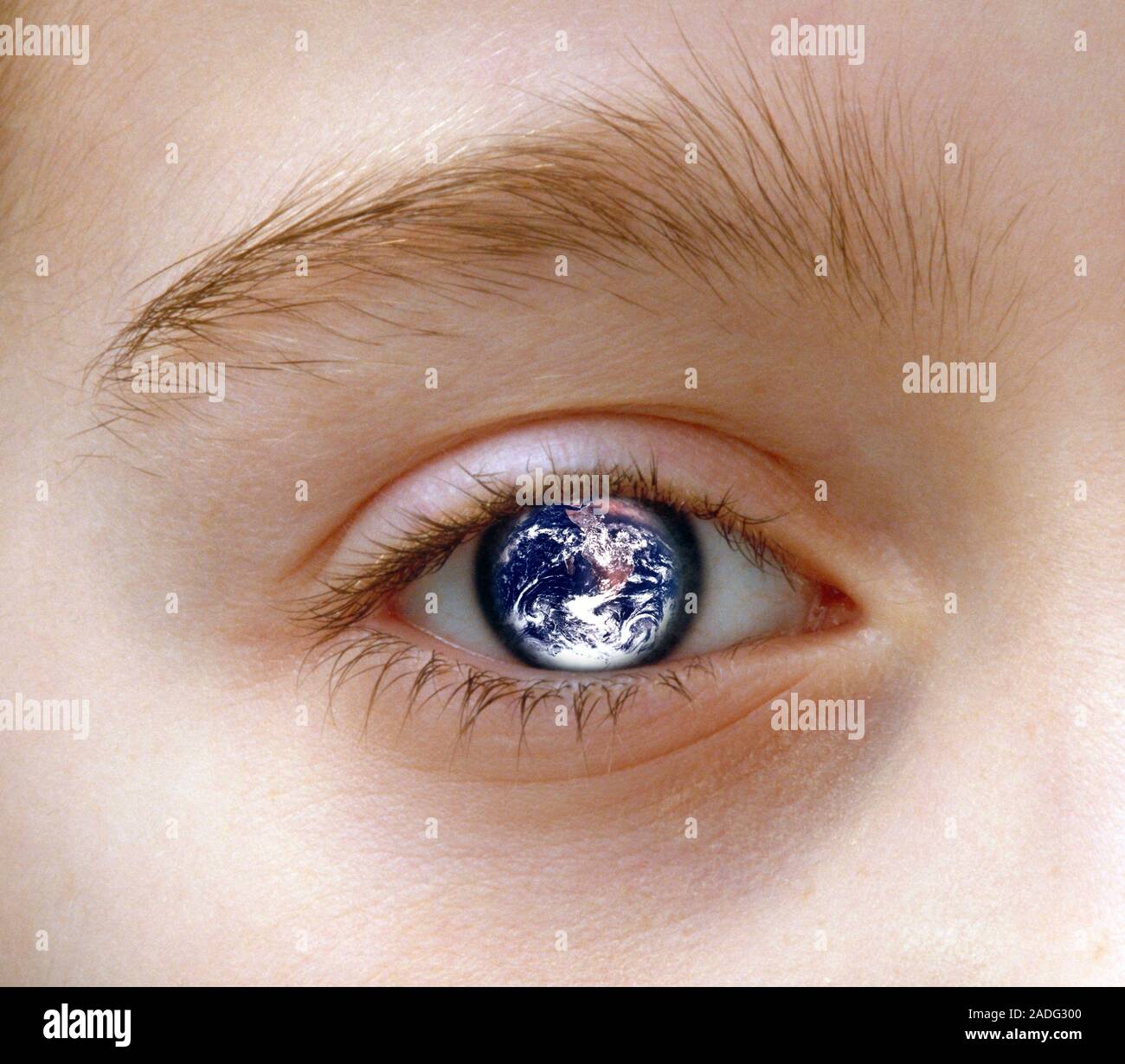 MODEL RELEASED. Environmental awareness. Composite image of the planet ...