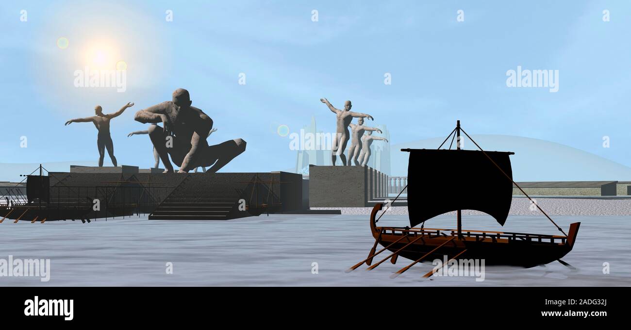 Atlantis. Artist's impression of the mythological city of Atlantis. The ...