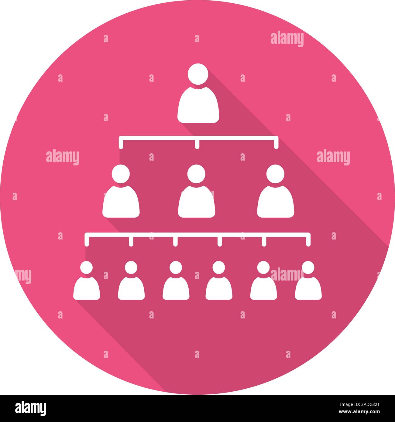 Company hierarchy flat design long shadow icon. Team building ...