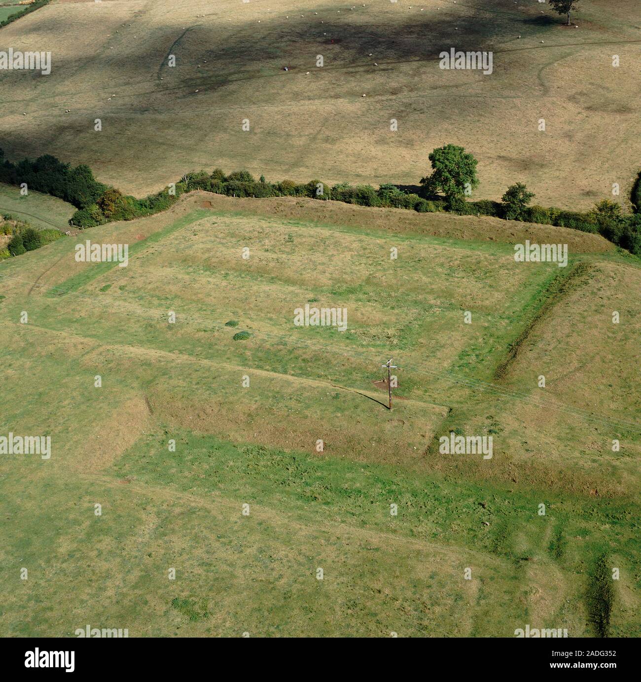 Castle Hill medieval earthworks. Aerial photograph of part of the ...