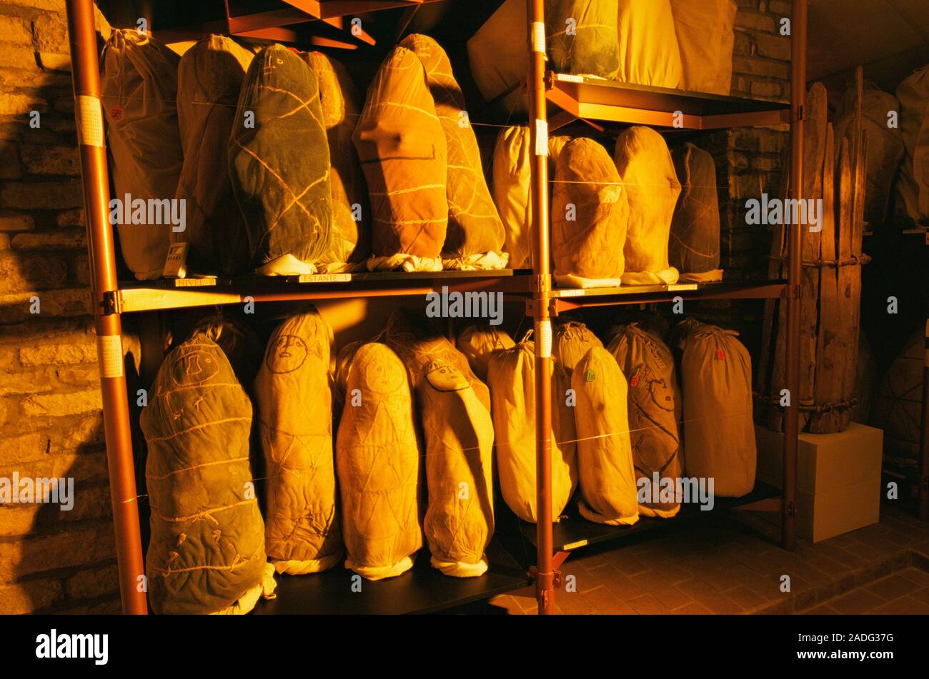 Chachapoyas mummy bundles. Mummy bundles from the Laguna de los ...