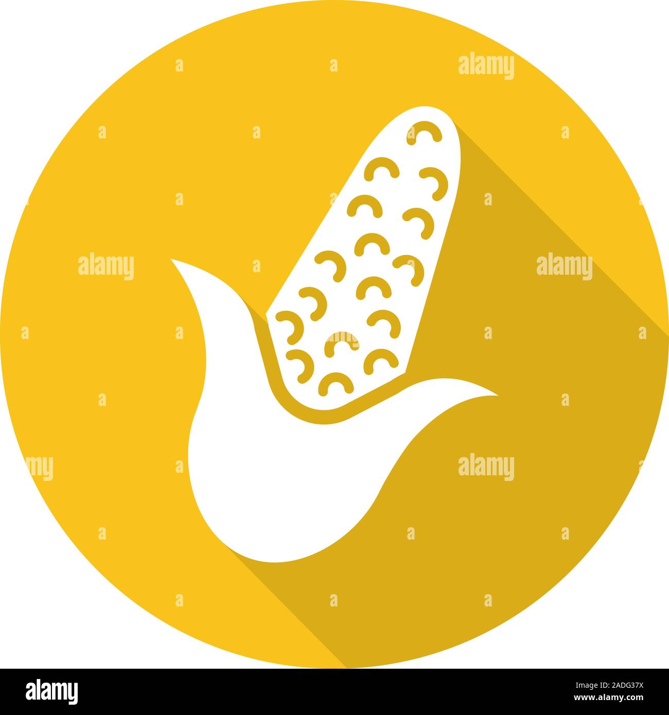 Corn flat design long shadow icon. Maize. Vector silhouette symbol ...
