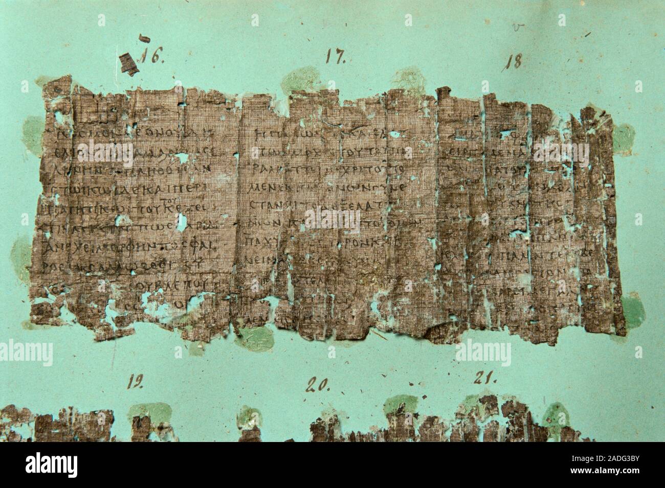 Papyrus scroll. This Greek scroll was found in the library of the Villa ...