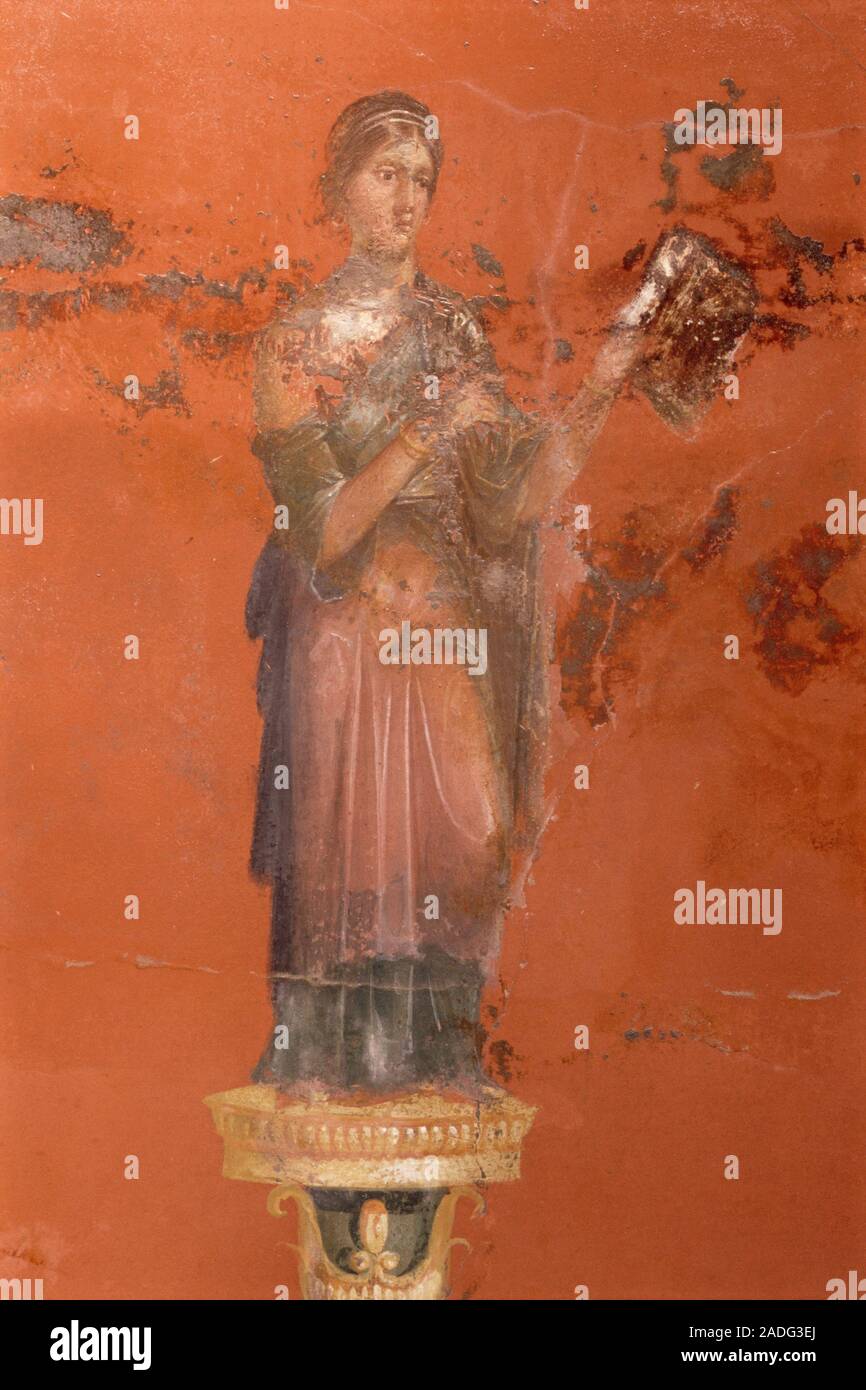 Clio fresco from the wall of the Murecine hotel, Pompeii, Italy. Clio ...