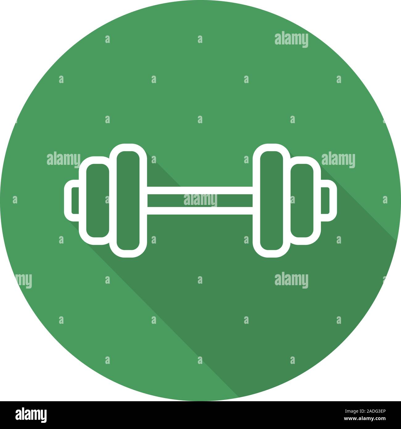 Gym barbell flat linear long shadow icon. Fitness and workout sign ...