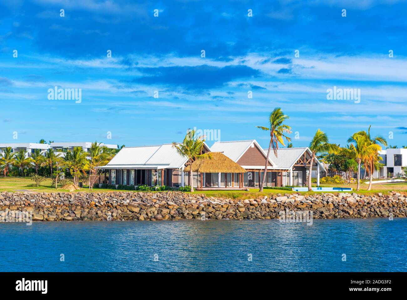 Landscape near the port of Denarau, Nadi - Fiji. Copy space for text ...