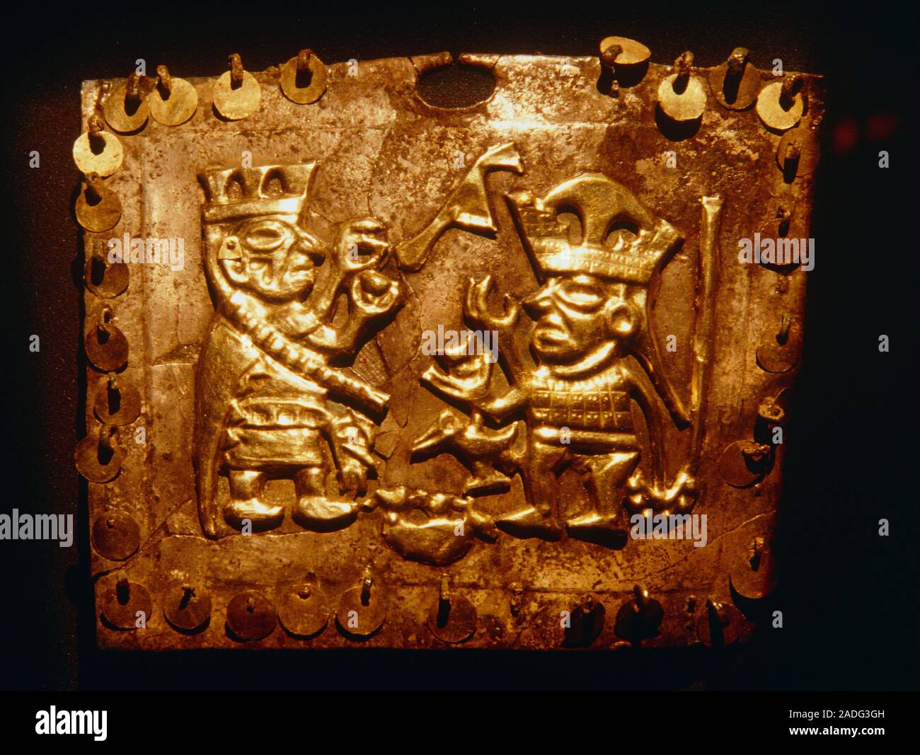 Gold and silver nose ornament (nariguera) from the Lord of Sipan's tomb ...