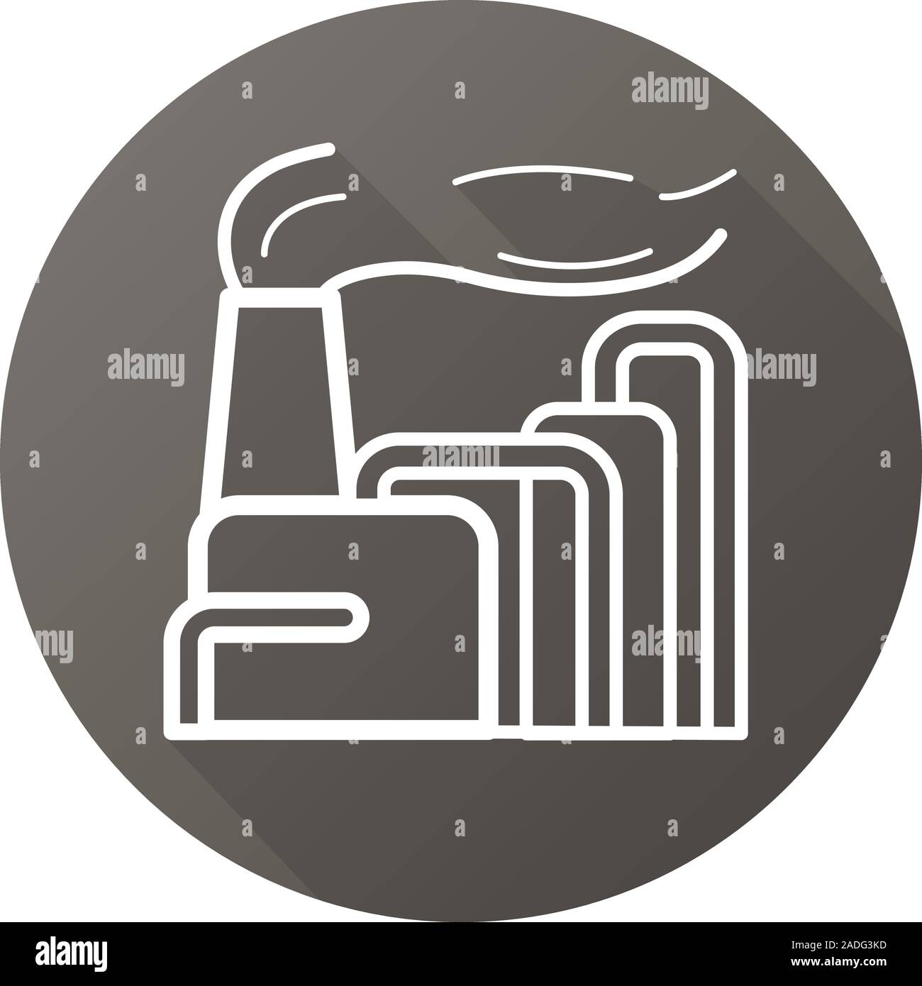 Factory flat linear long shadow icon. Industrial complex. Manufacturing ...