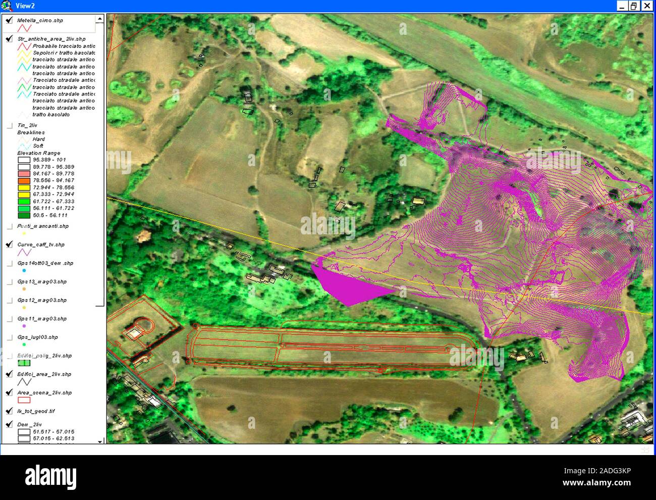 Caffarella Park, Rome, geographical model. Screenshot of a geographical ...